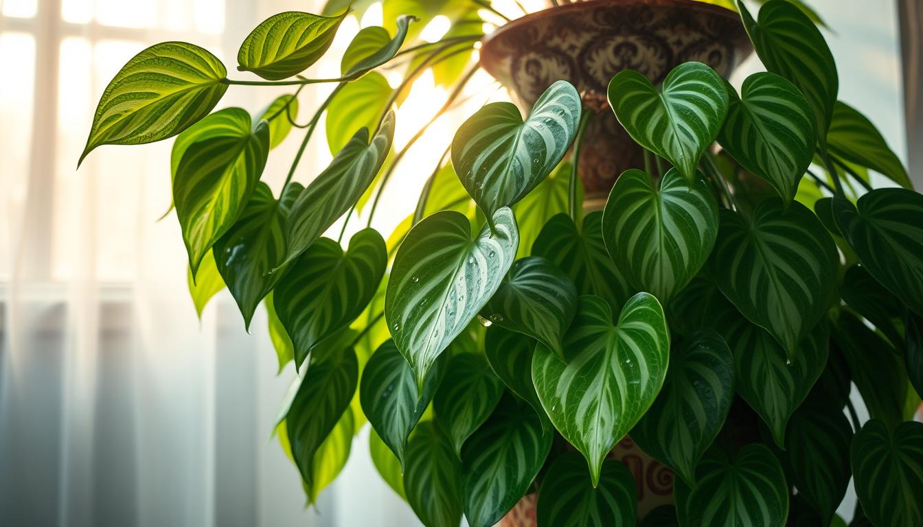 Silver Satin Pothos, A Lush, Trailing Vine That Flourishes in High Humidity